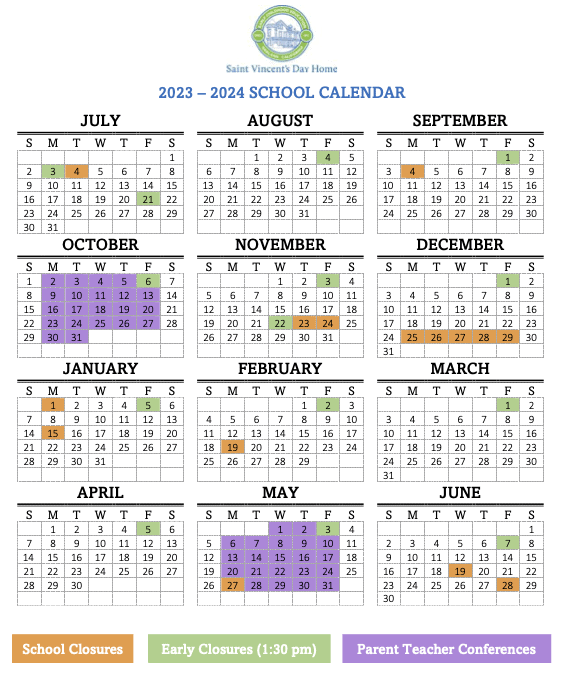 Family Calendar | Saint Vincent's Day Home